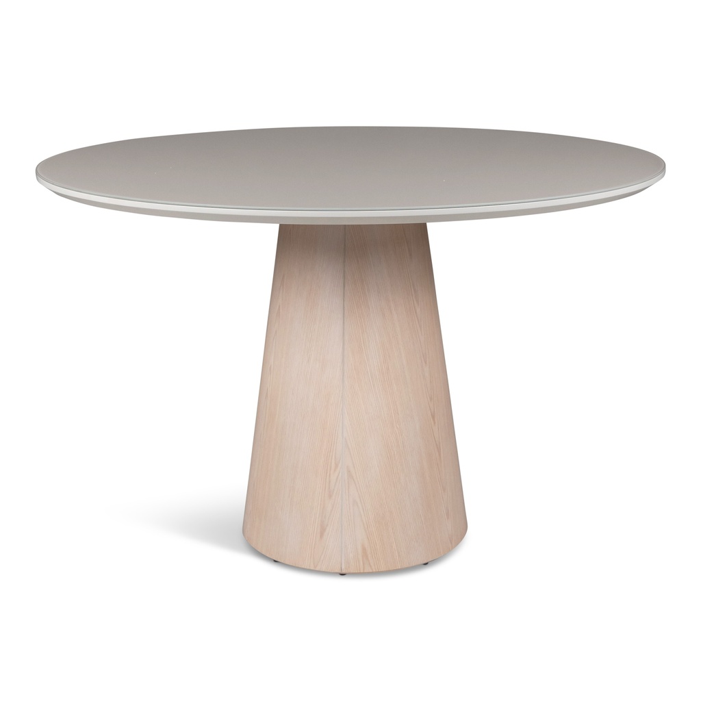 Mona Lacquered Glass & Wood Round Dining Table | Urbia Imports